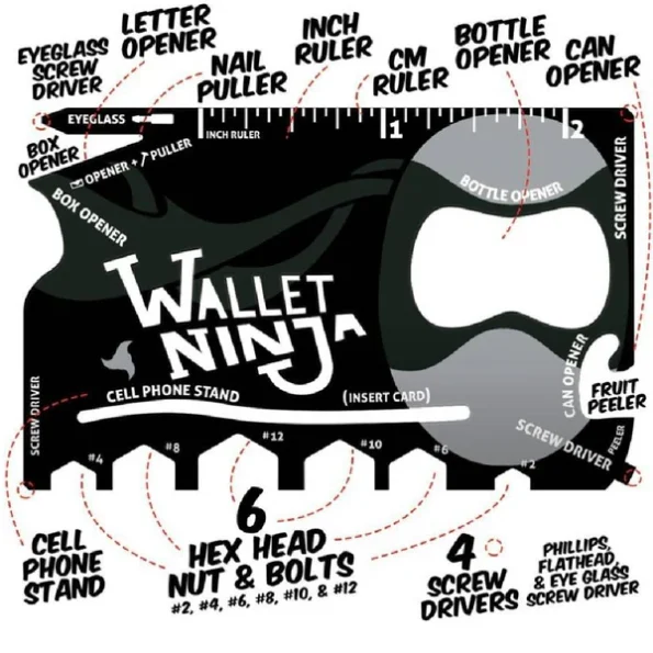18-in-1 Ninja Wallet Tool – Slim Multi-Tool Card for Everyday (EDC)